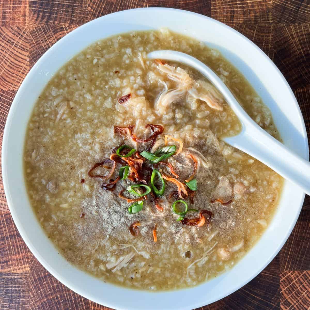 Ginger Chicken Congee - Trang's Kitchen Table