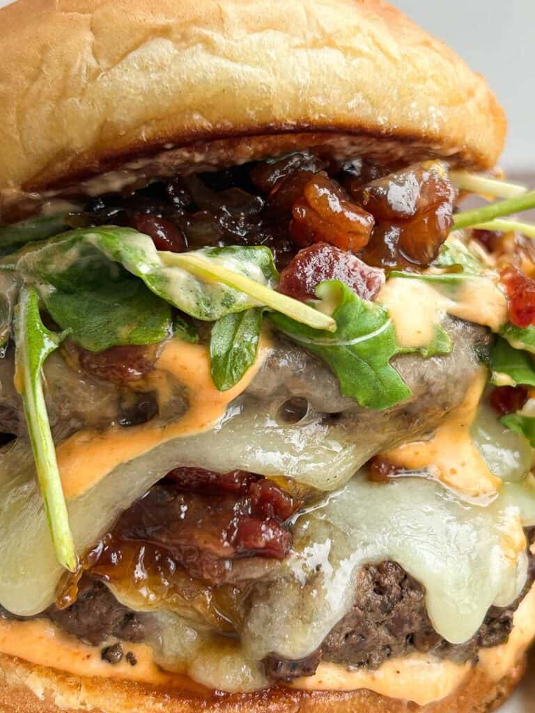 Bacon Onion Jam Burger (Sweet and Savory Burger) - Trang's Kitchen Table