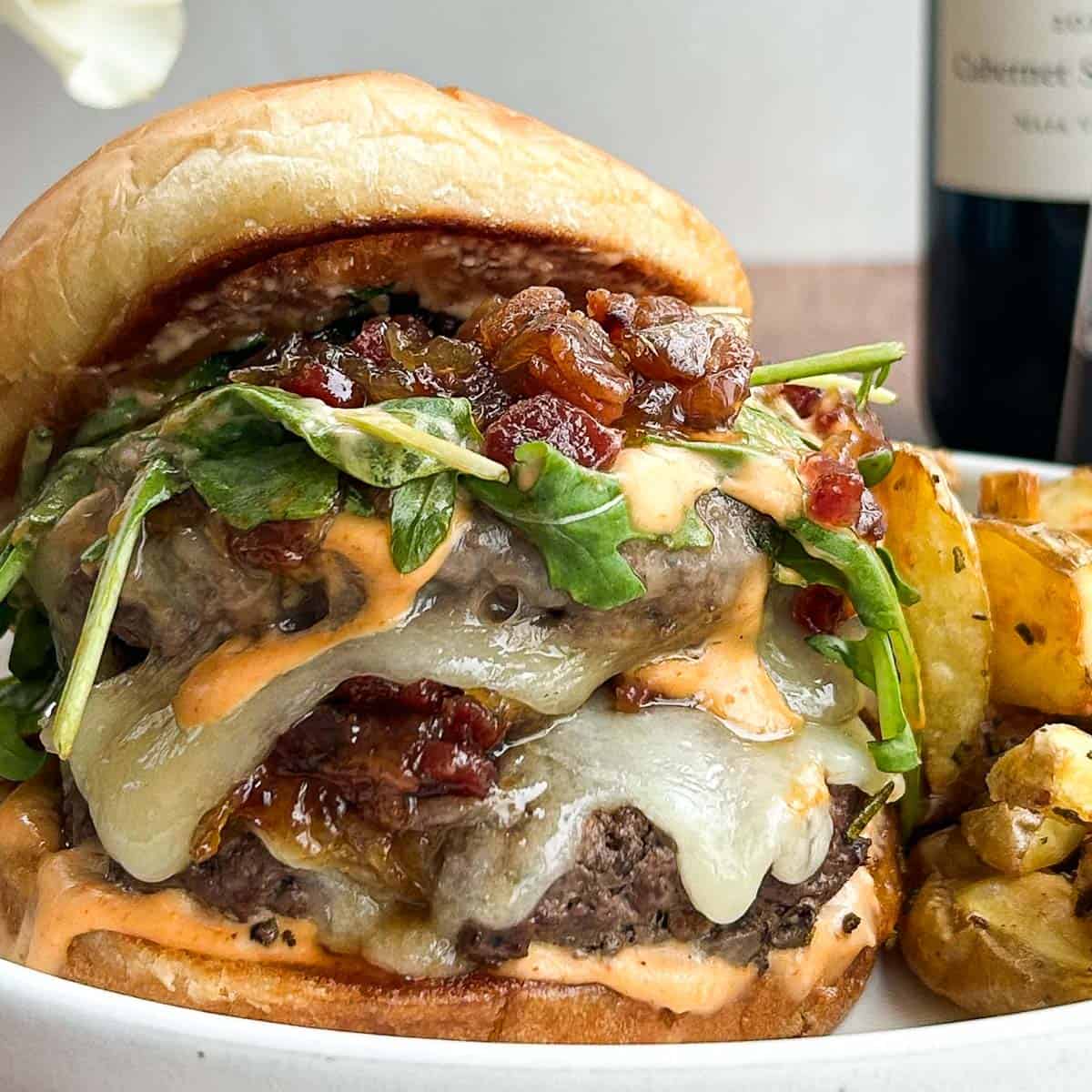Bacon Onion Jam Burger (Sweet and Savory Burger) - Trang's Kitchen Table